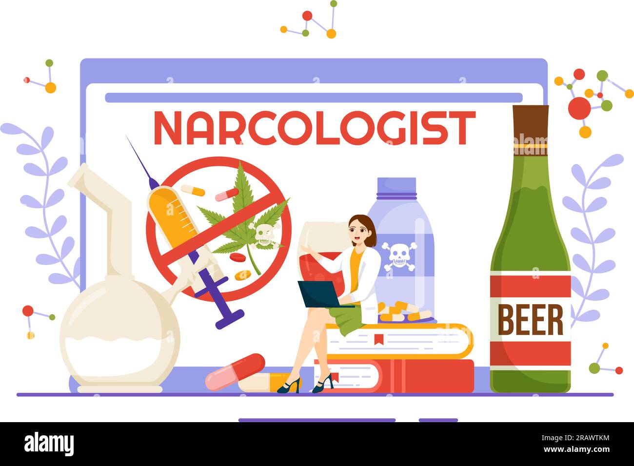 Narcologist Vector Illustration for Drug Addiction Awareness, Alcohol ...