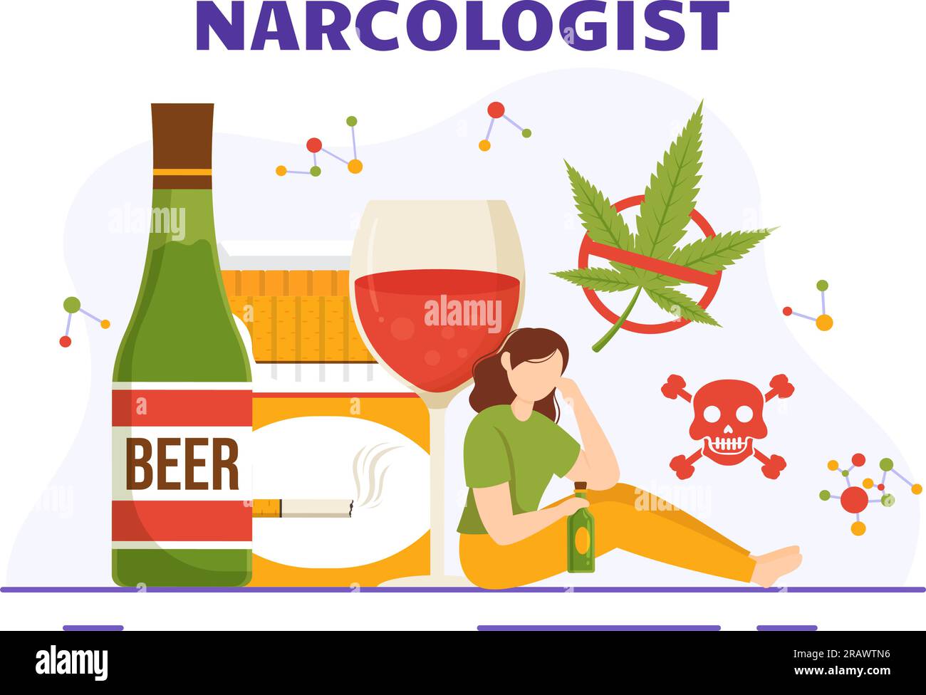 Narcologist Vector Illustration for Drug Addiction Awareness, Alcohol ...