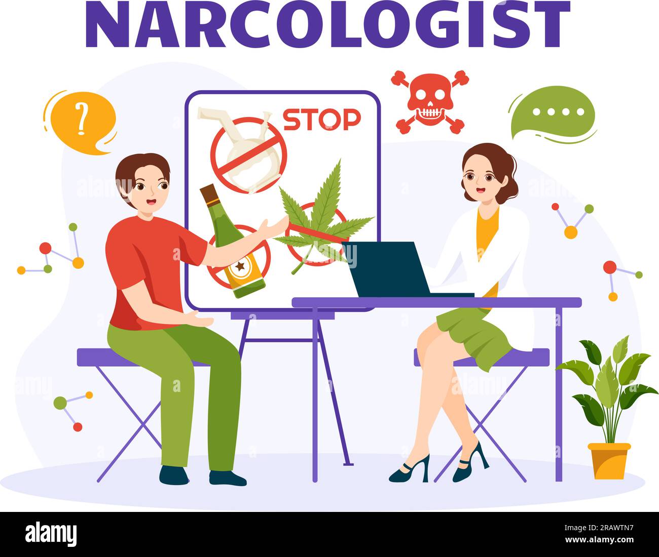 Narcologist Vector Illustration for Drug Addiction Awareness, Alcohol ...