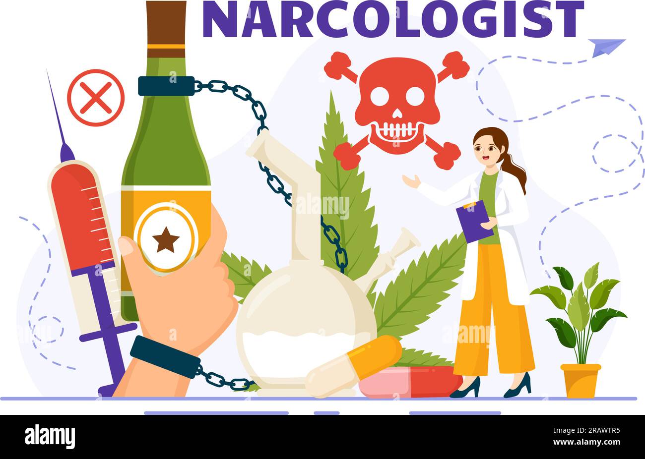 Narcologist Vector Illustration for Drug Addiction Awareness, Alcohol ...