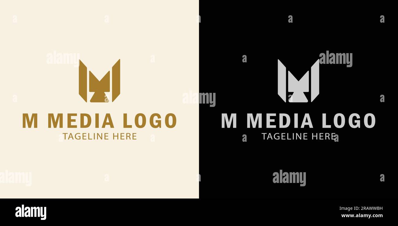 Media logo. letter M, multimedia. Letter m initial logo with video ...