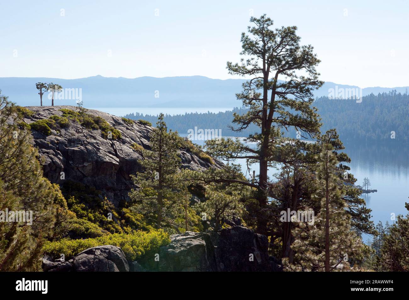 View from high above Emerald Bay overlooking Lake Tahoe in California ...