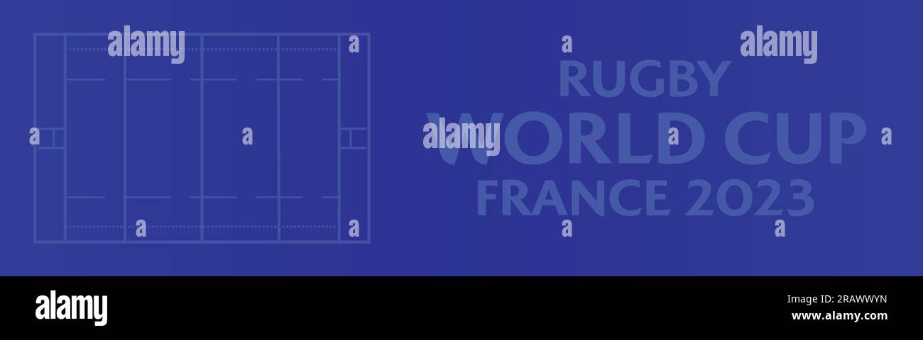 Rugby World Cup 2023 in France and Rugby Field Blue Background Social ...