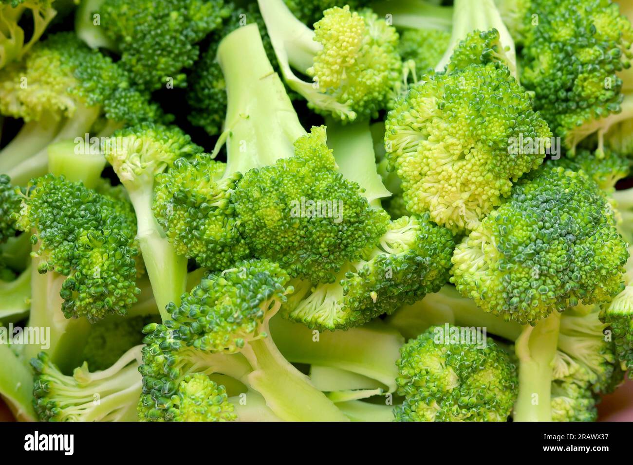 Fresh broccoli slices top view closeup. Fresh broccoli cabbage ...