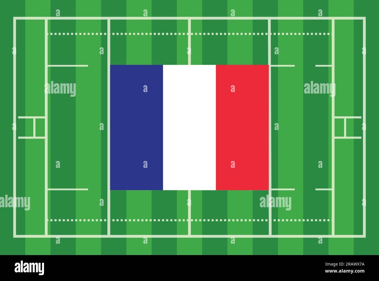 France Flag with Rugby Field Green Background, Vector Illustration ...