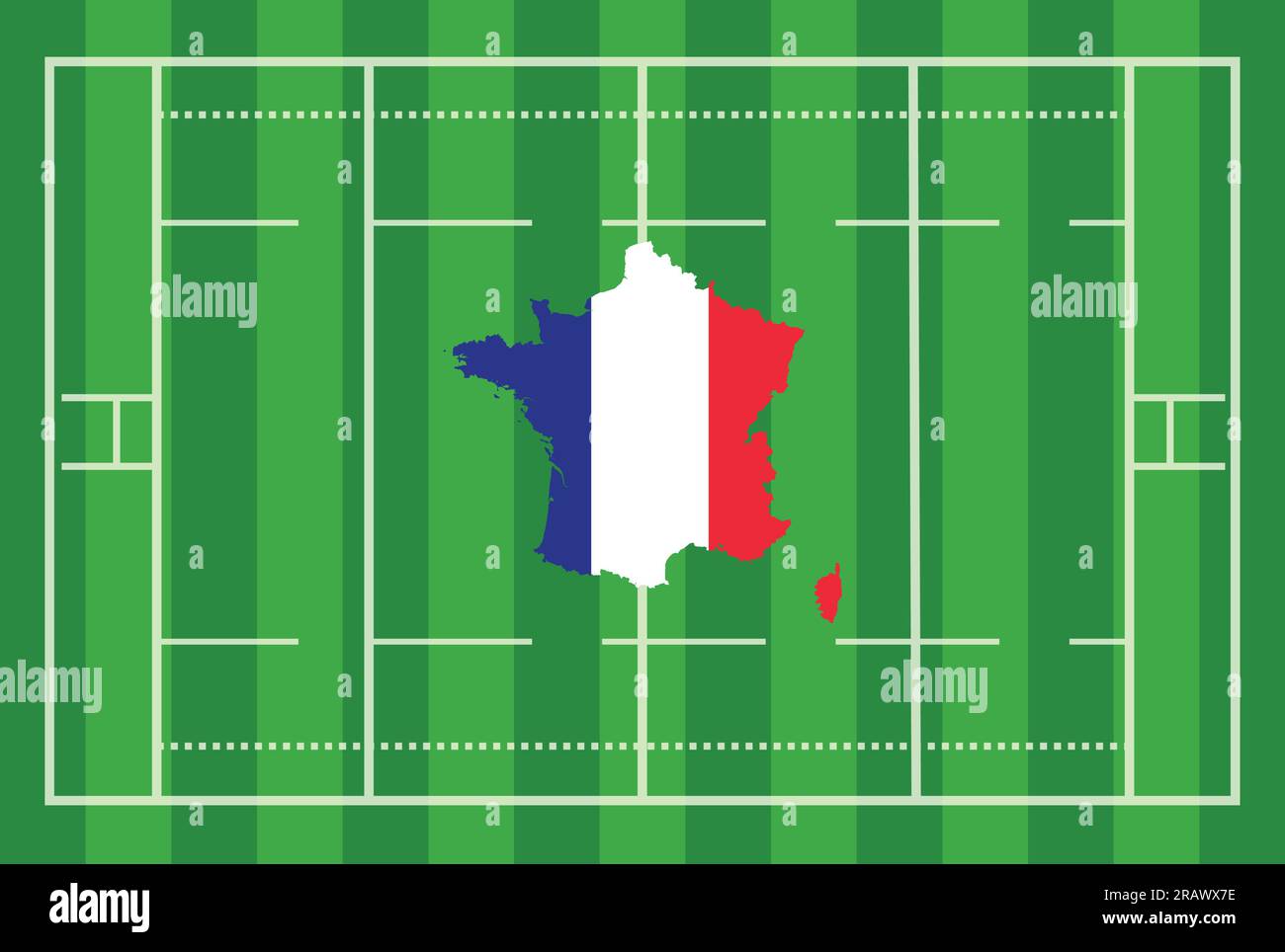 France Map with Rugby Field Green Background, Vector Illustration ...