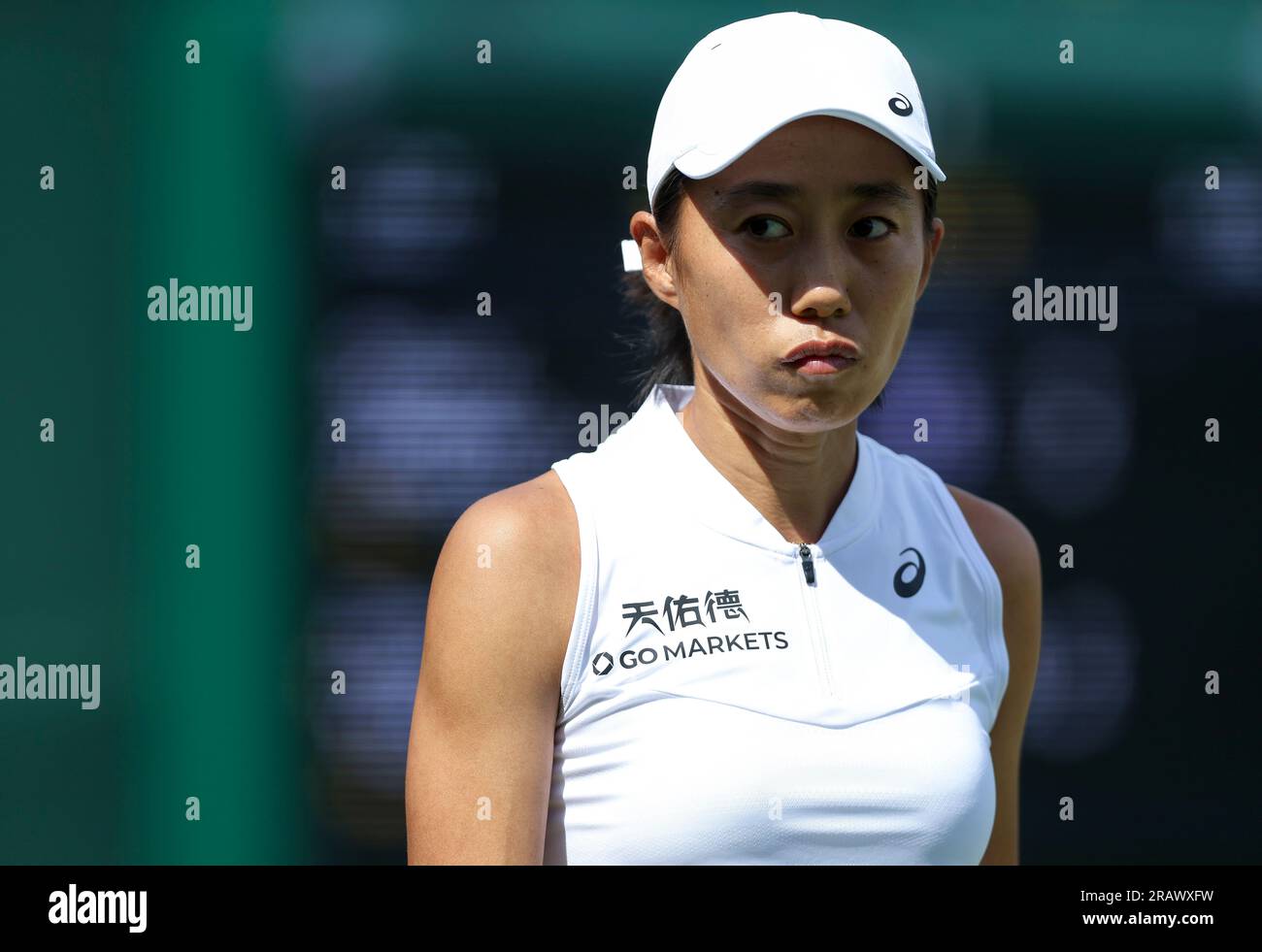London, Britain. 5th July, 2023. Zhang Shuai of China reacts during the ...