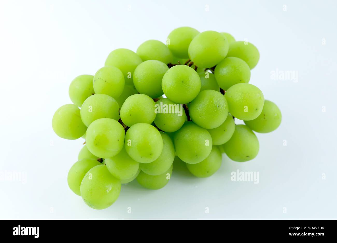 Fresh Shine Muscat grapes on a white background. Sweet green grapes ...