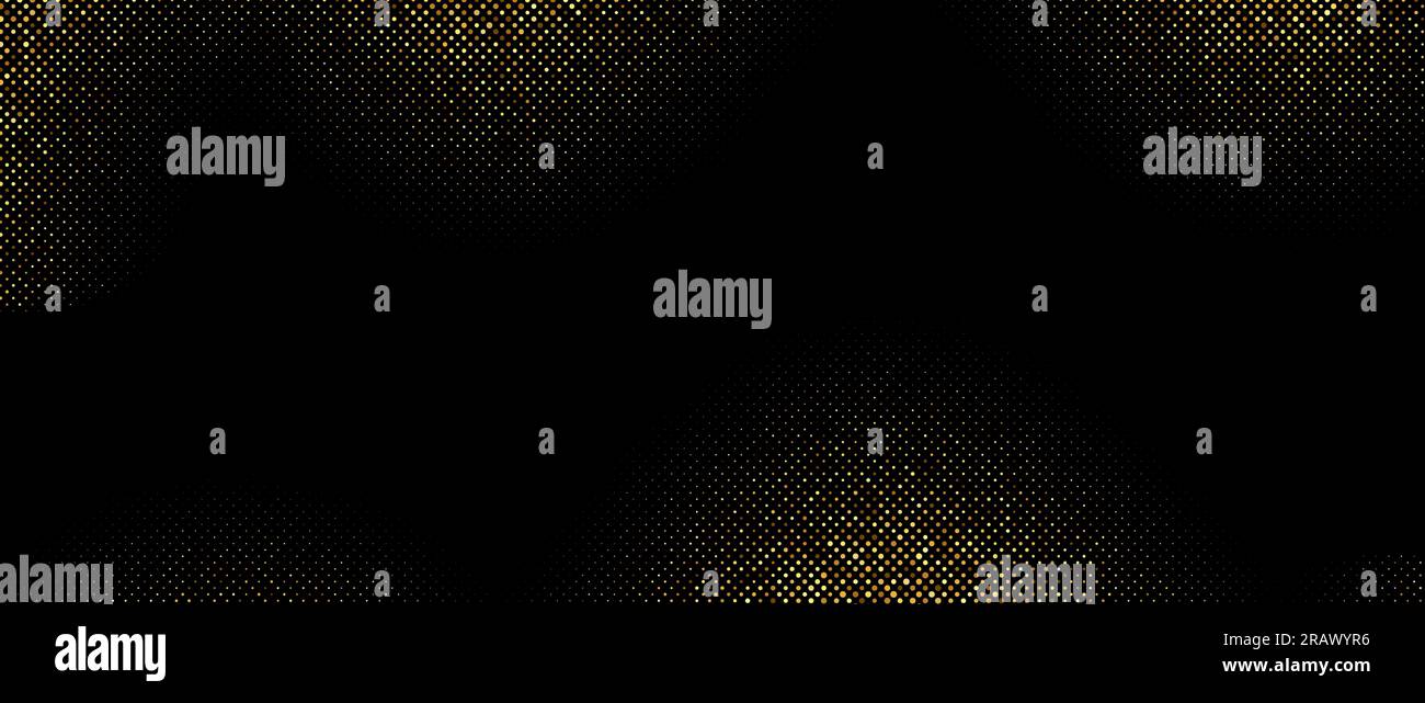 Golden wavy halftone gradient background frame. Shining comic glitter ...