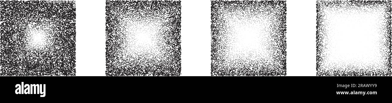 Fading square gradient set. Black dotted texture element collection ...