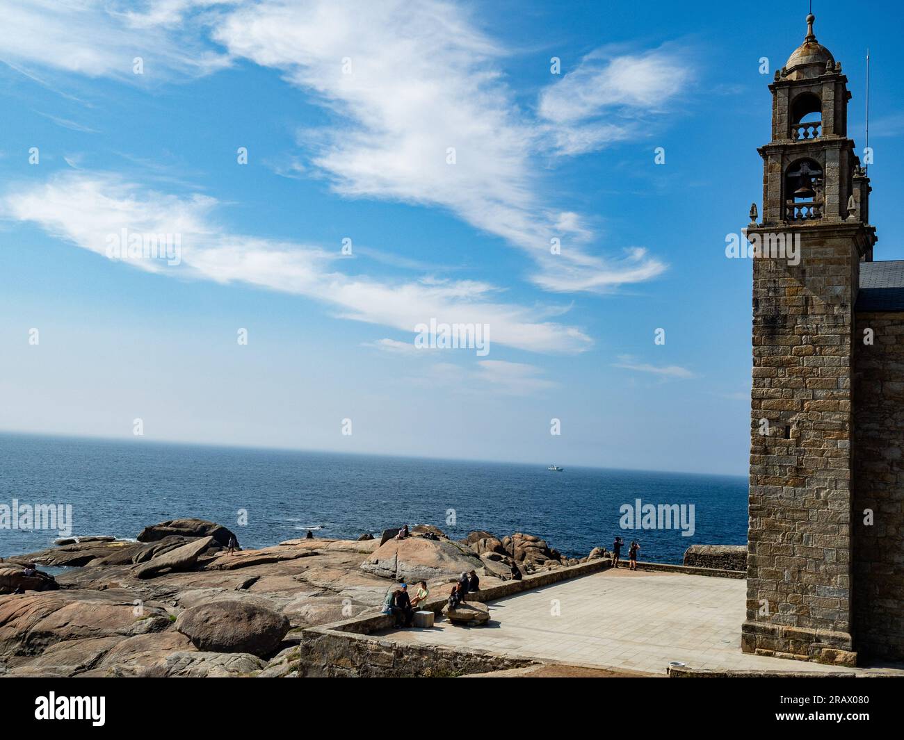 A view of the Sanctuary da Virxe da Barca from a viewpoint. The Camino ...