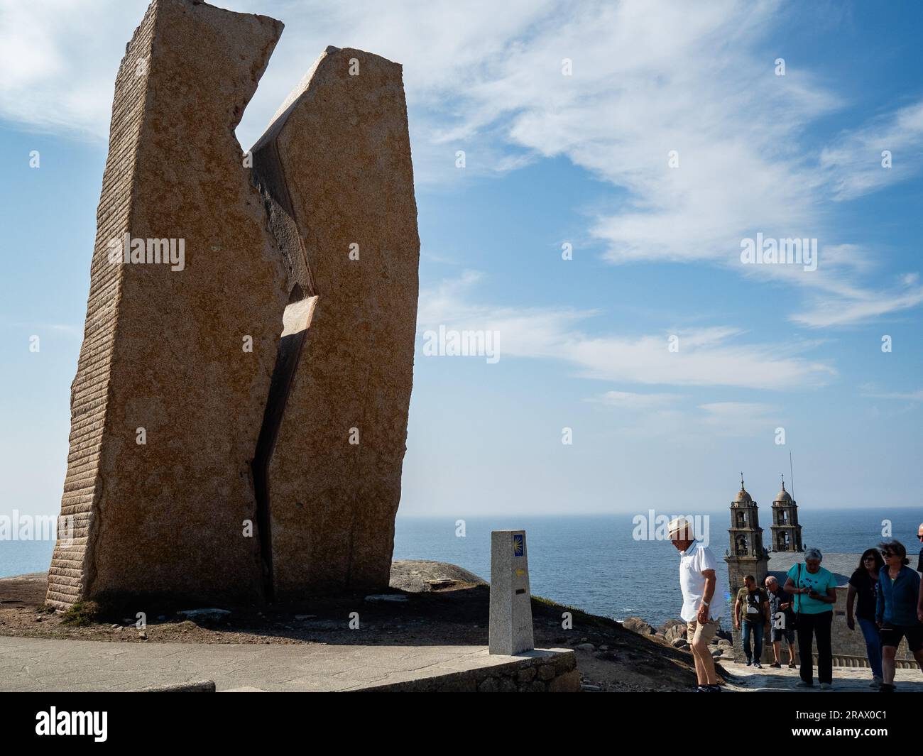 People are seen looking at the monument of A Ferida (the disaster of ...