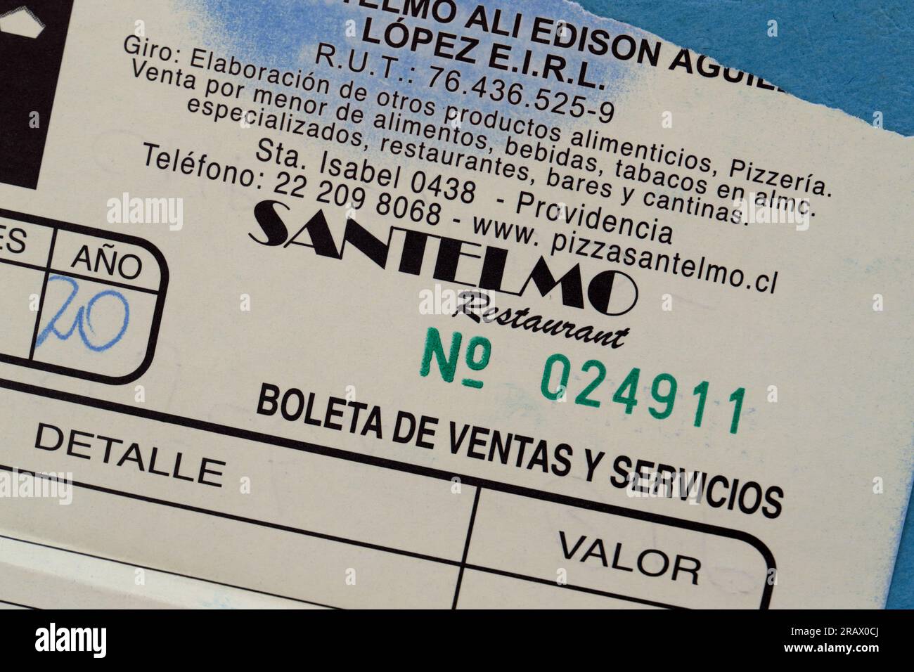 Restaurant Bill in Spanish Santelmo Pizza Providencia Santiago restaurant-bill-in-spanish-santelmo-pizza-providencia-santiago