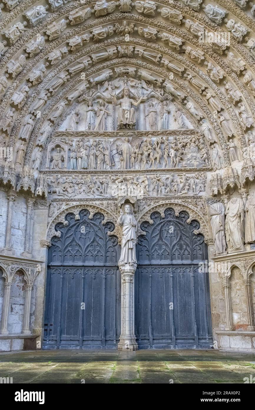 Bourges, medieval city in France, the Saint-Etienne cathedral, main ...
