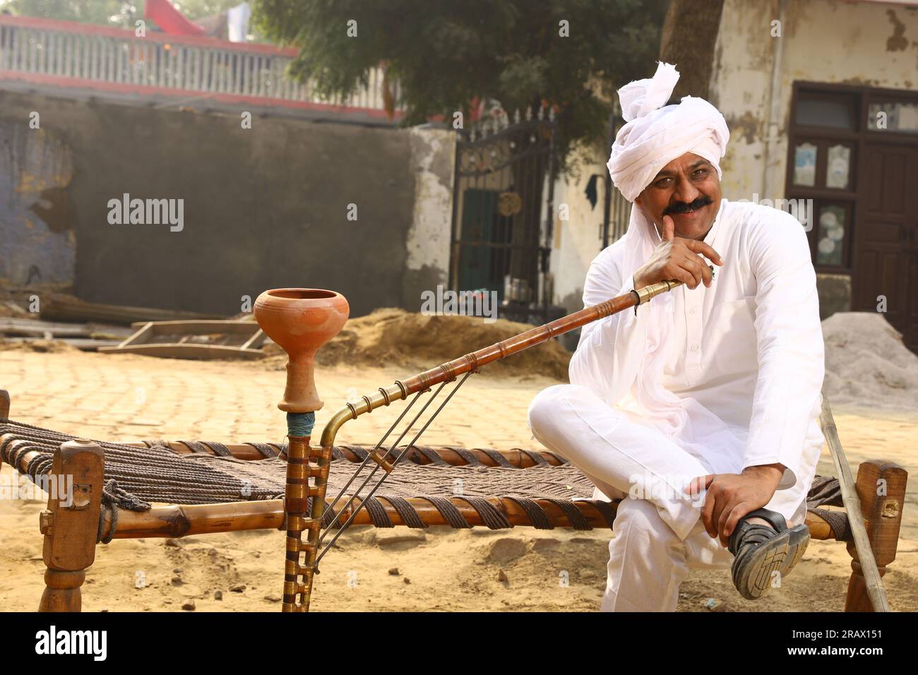 Mid-Aged man in Rural Environment wearing kurta-pajama which is ...
