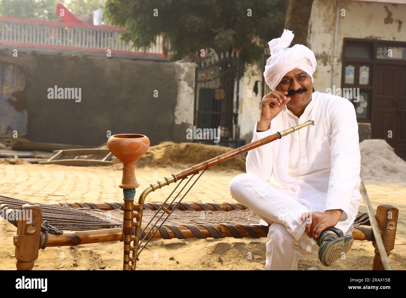 Mid-Aged man in Rural Environment wearing kurta-pajama which is ...