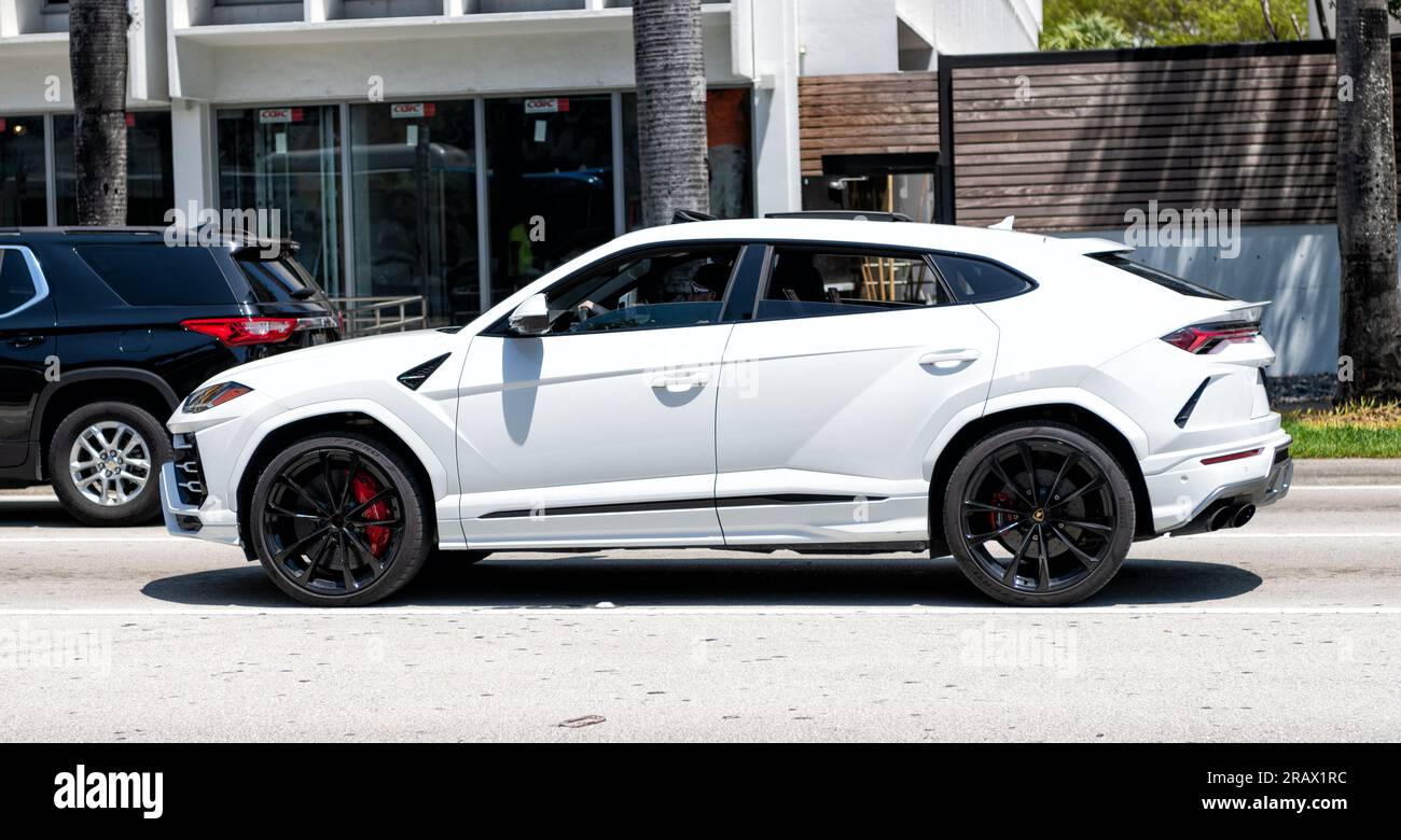 Miami Beach, Florida USA - April 15, 2021: 2019 white Giallo Auge ...