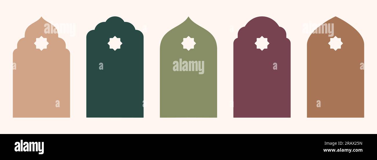 Shape Islamic door and window silhouette Arabic arch with symbols ...
