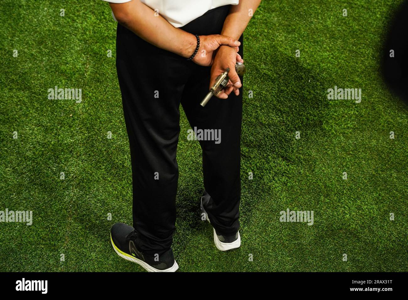 San Salvador, El Salvador. 05th July, 2023. A referee holds a starting ...
