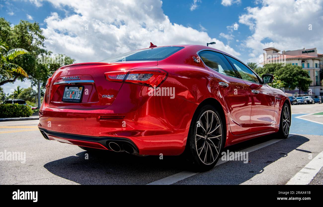 Miami, Florida USA - March 25, 2023: red 2016 Maserati Ghibli S Q4 ...