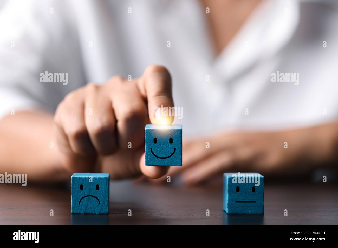 Business Success and Customer Satisfaction Concept: Wooden Cube of ...