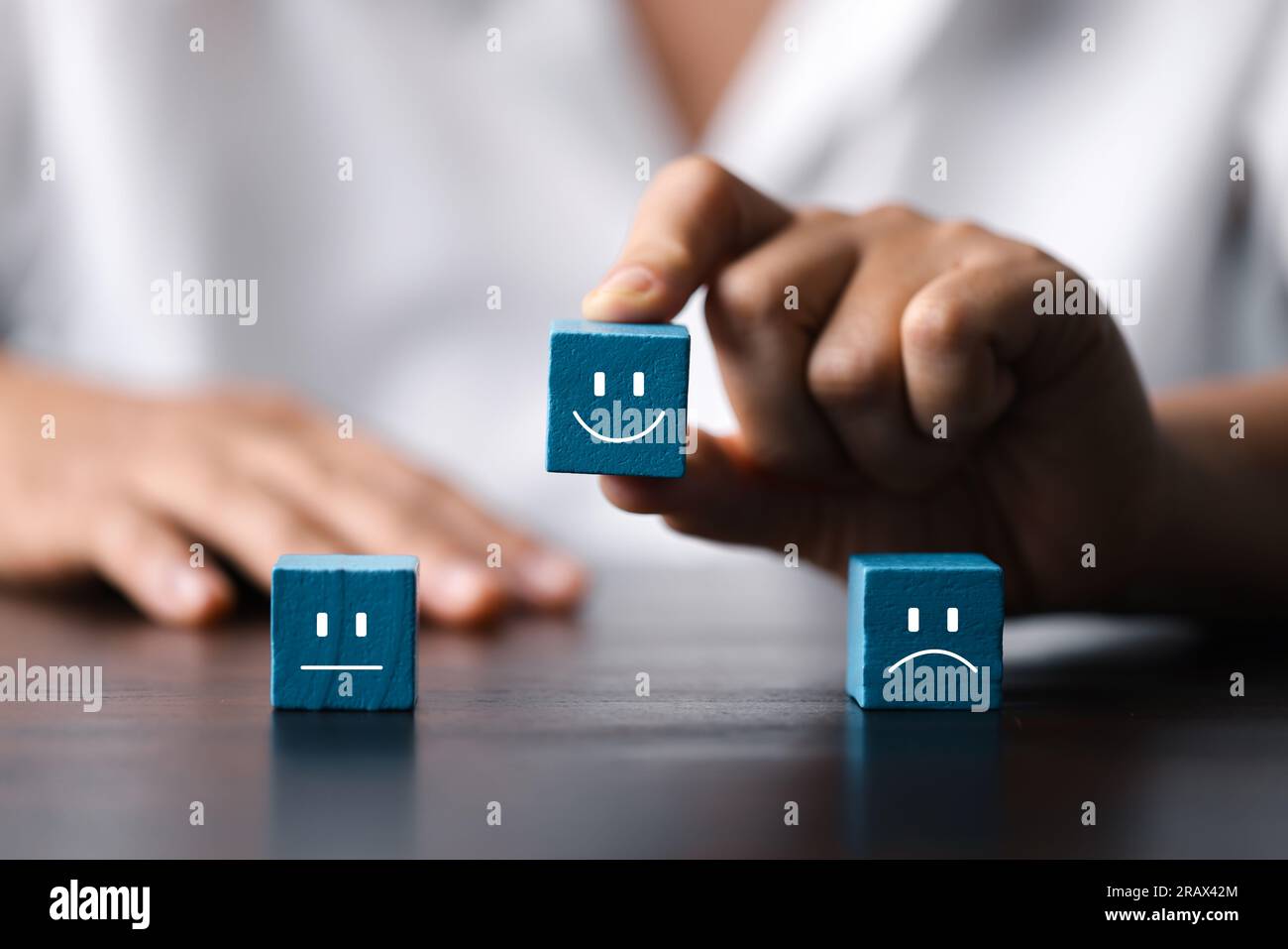 Business Success and Customer Satisfaction Concept: Wooden Cube of ...