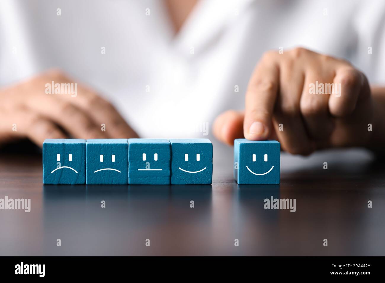 Business Success and Customer Satisfaction Concept: Wooden Cube of ...