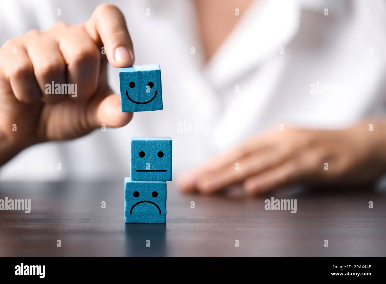 Business Success and Customer Satisfaction Concept: Wooden Cube of ...