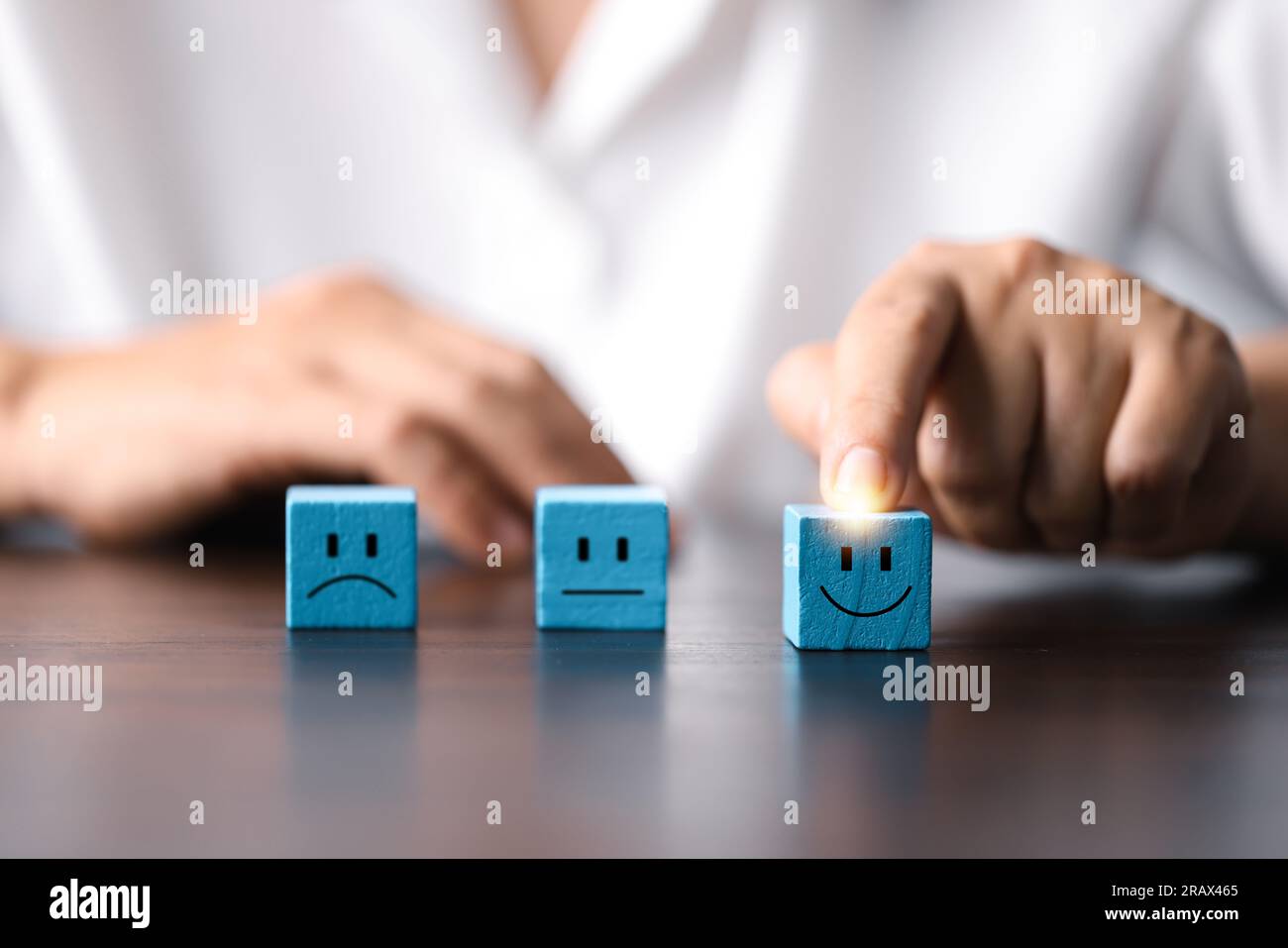 Business Success and Customer Satisfaction Concept: Wooden Cube of ...