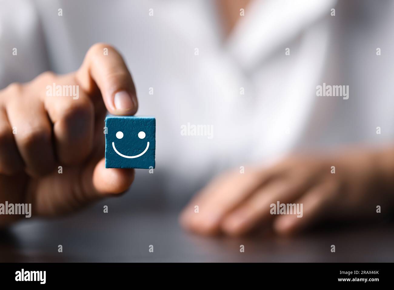 Business Success and Customer Satisfaction Concept: Wooden Cube of ...