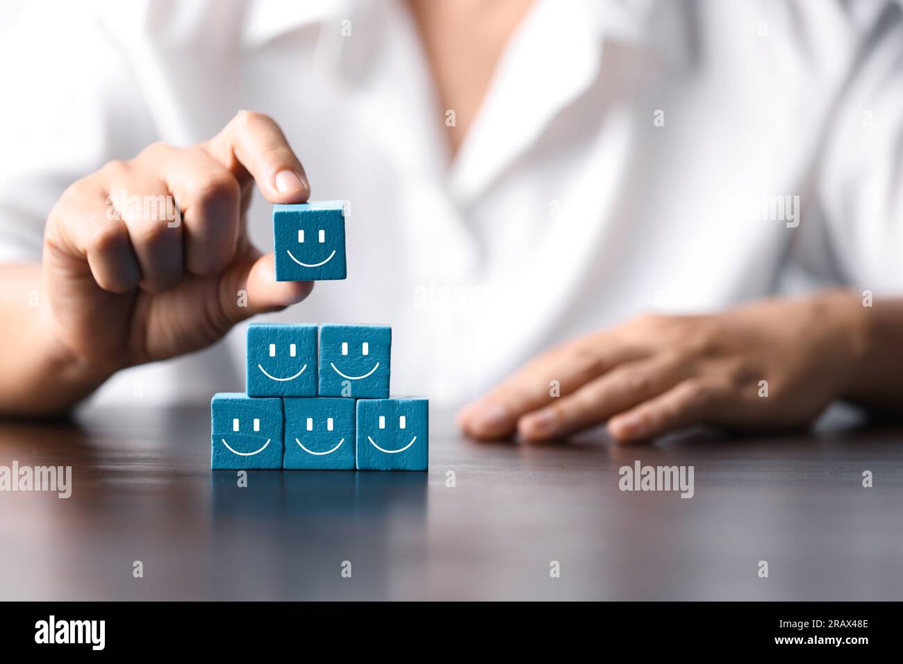 Business Success and Customer Satisfaction Concept: Wooden Cube of ...