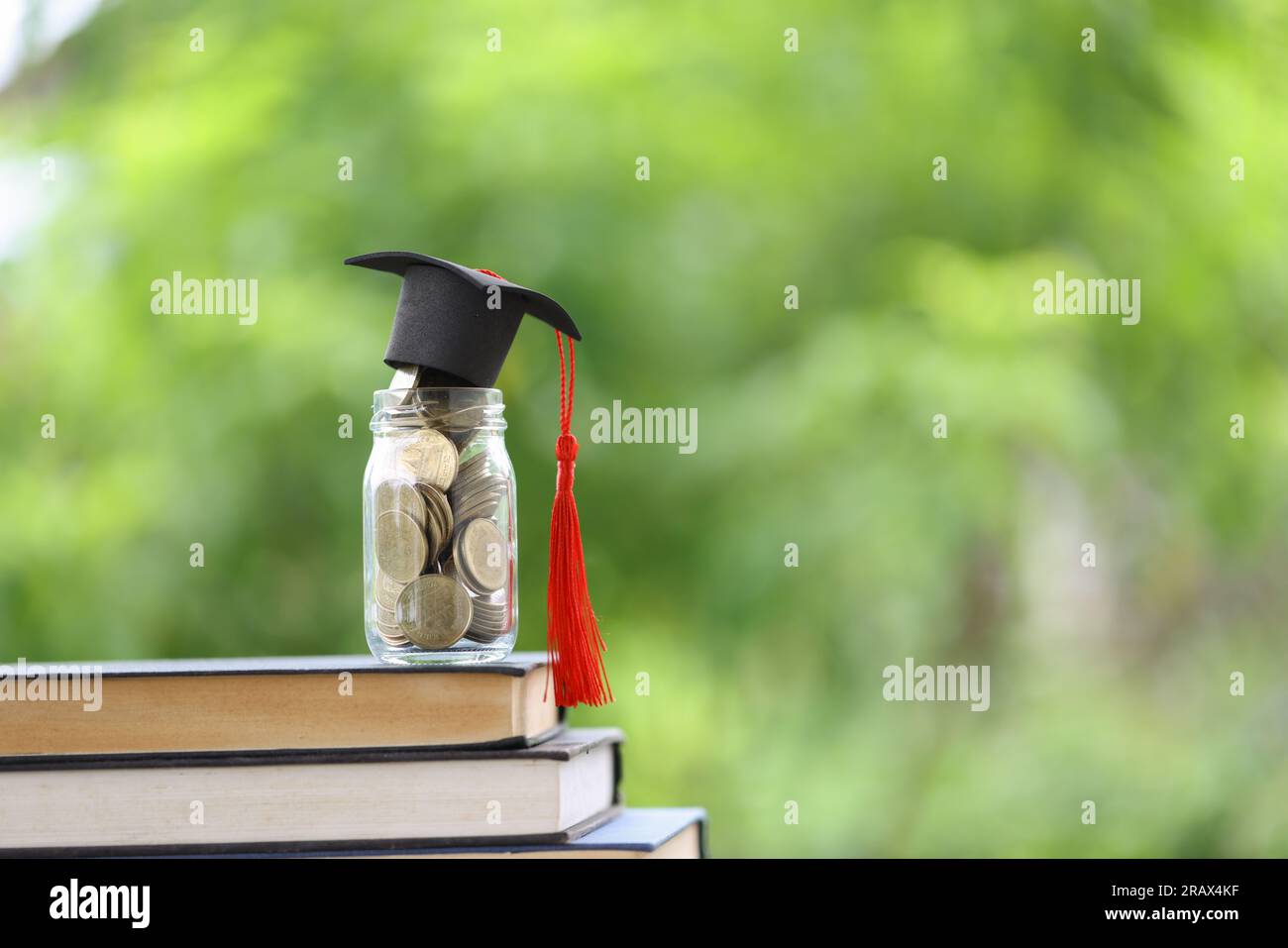 Knowledge and Success: Graduation Cap on Books Against a Beautiful ...