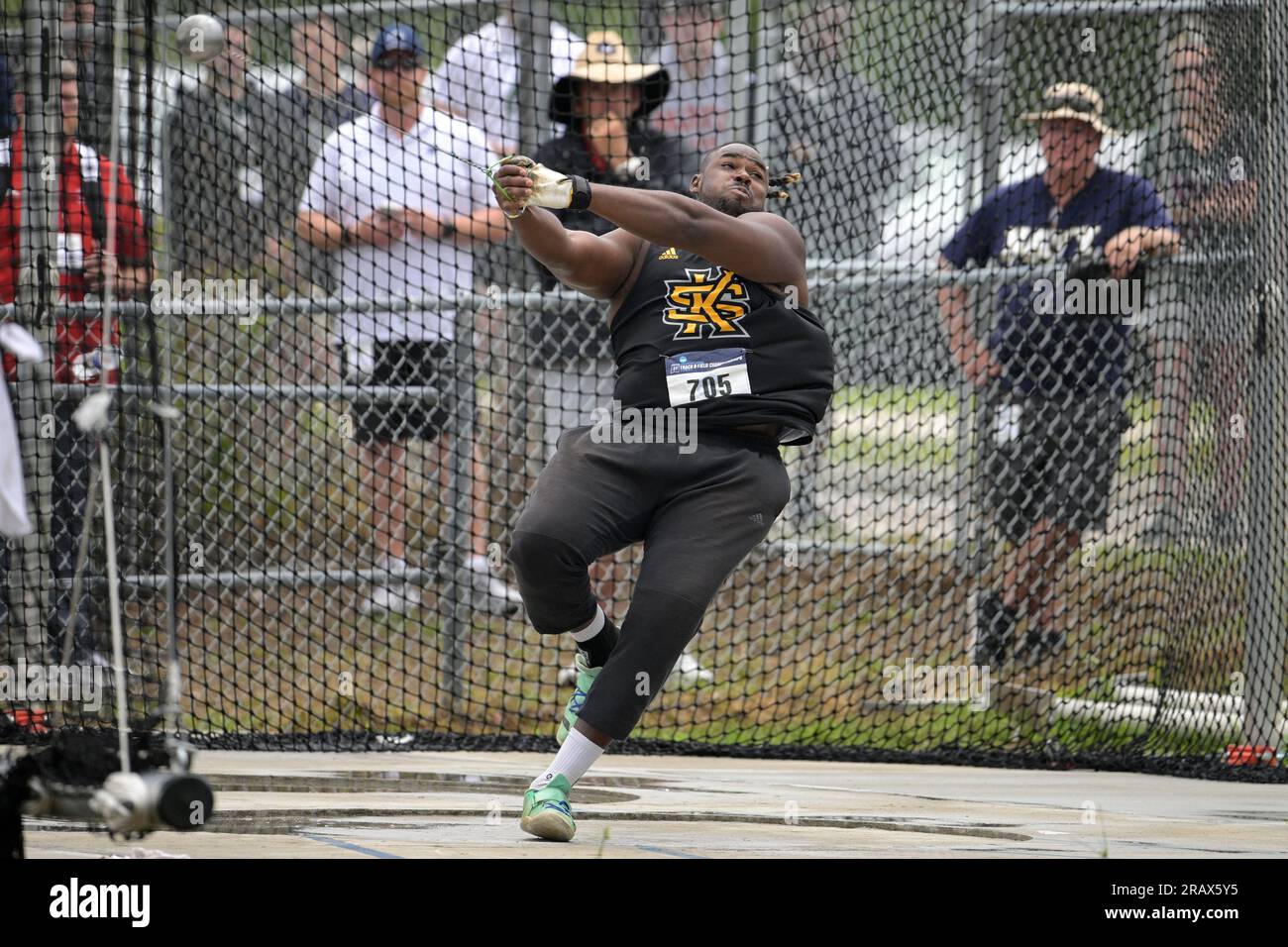 Kennesaw State's Isaiah Rogers competes in the men's hammer throw at ...