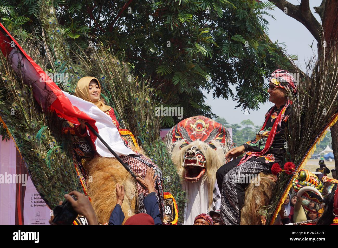 Javanese performing reog dance to celebrate election Carnival (Kirab ...