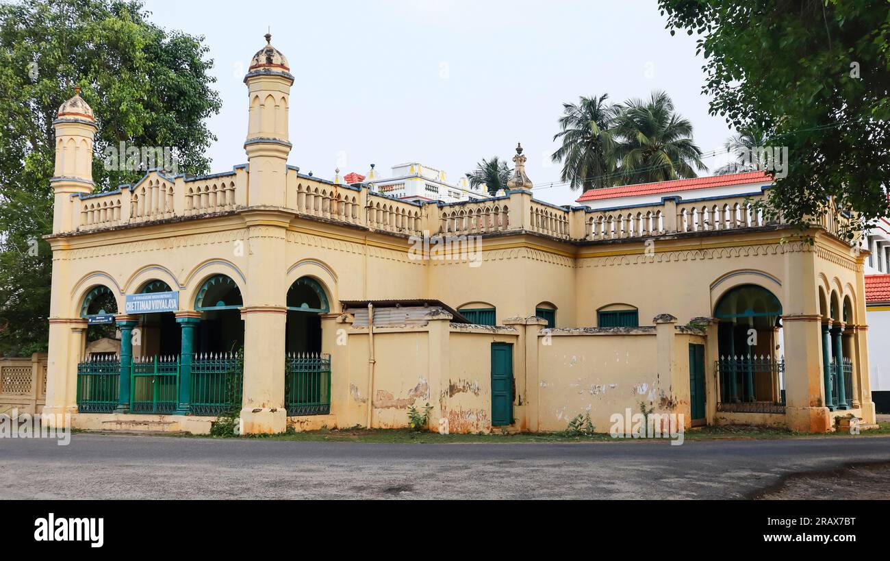 View of Chettinad Vidyalaya in front of Chettinad Palace, Kanadukathan ...