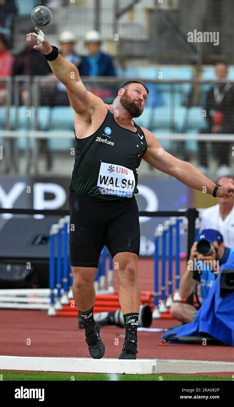 Tom Walsh (NZL) places second in the shot put at 72-1 1/4 (21.99m ...