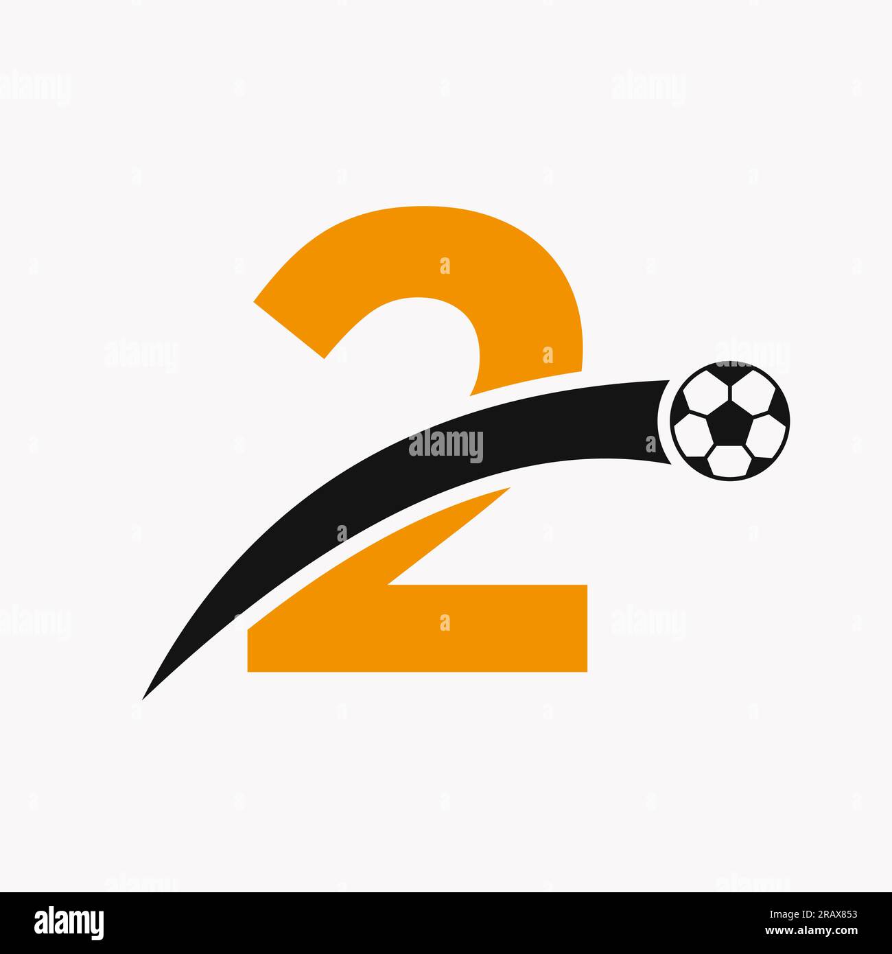 Football Logo On Letter 2 With Moving Football Icon. Soccer Logo ...