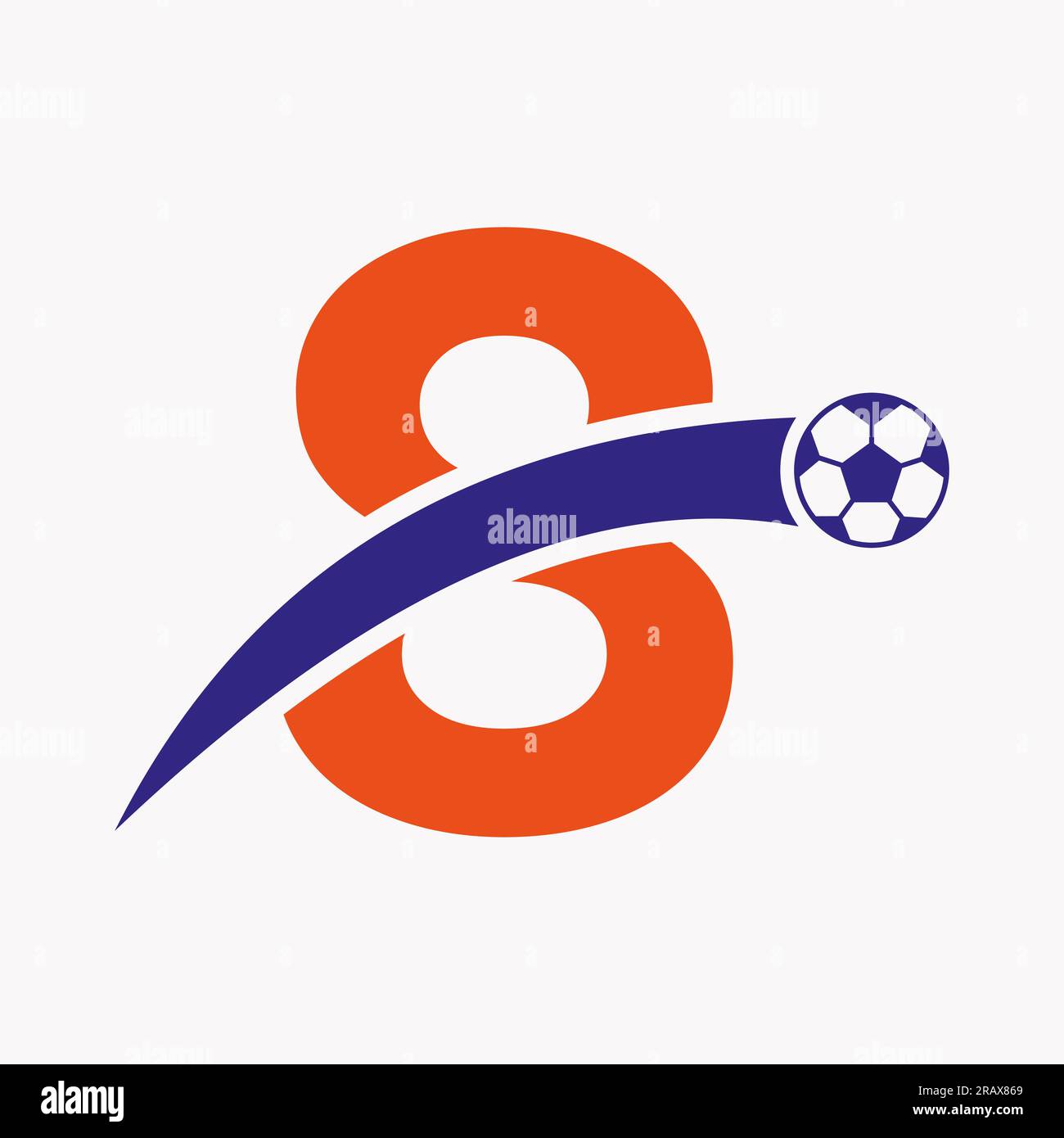 Football Logo On Letter 8 With Moving Football Icon. Soccer Logo ...