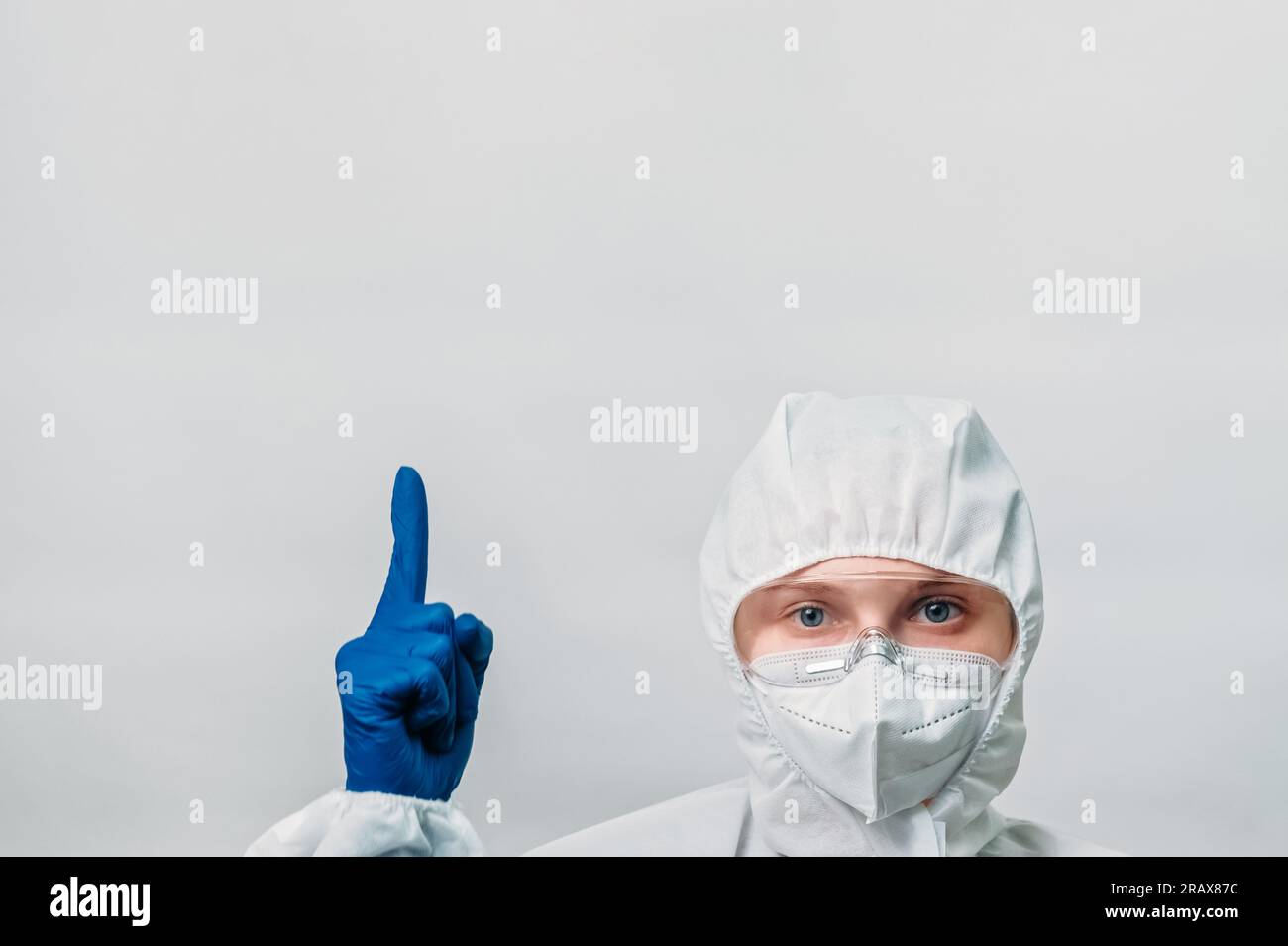 Medical professional pointing finger doctor woman Stock Photo - Alamy