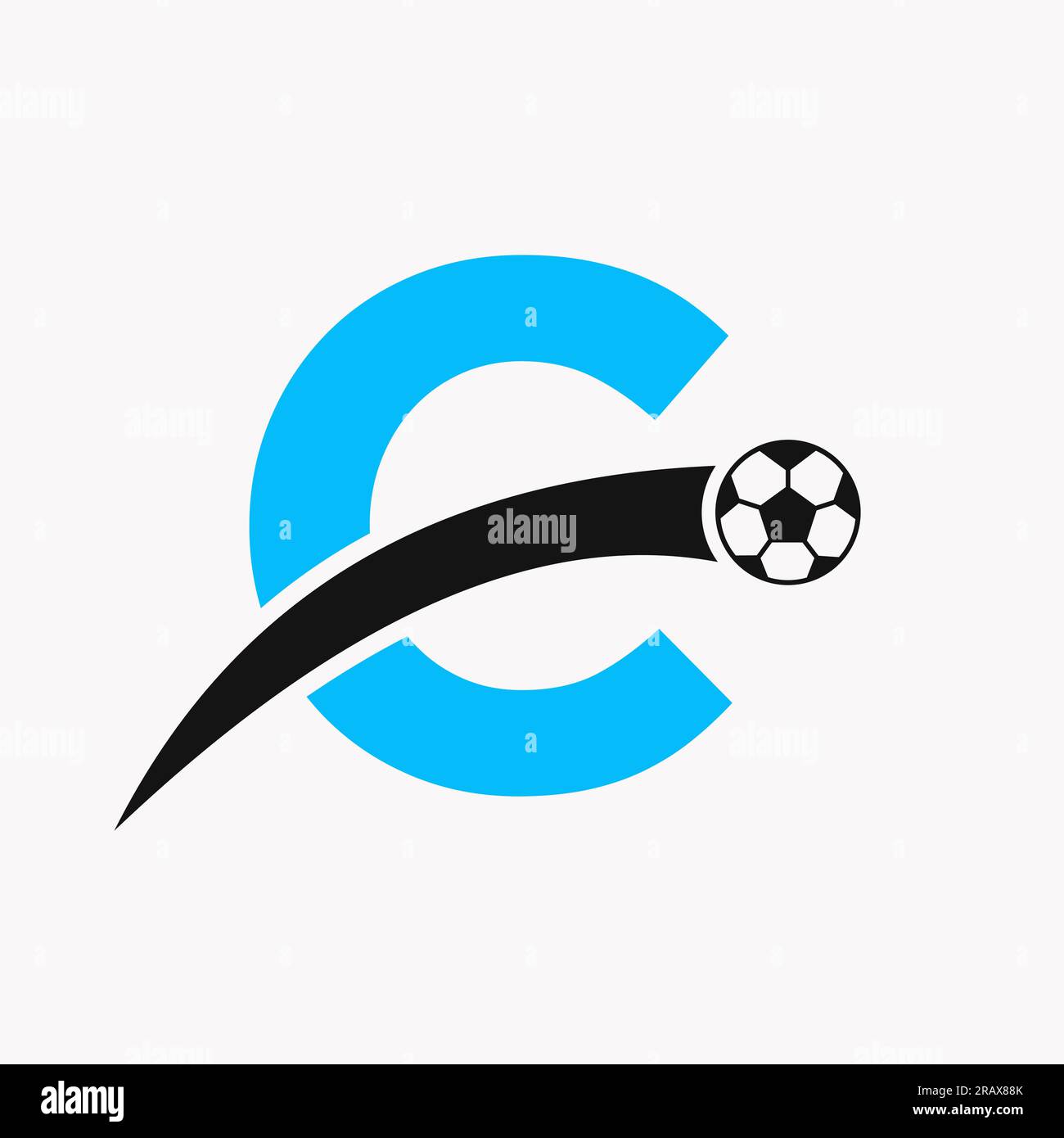 Football Logo On Letter C With Moving Football Icon. Soccer Logo ...