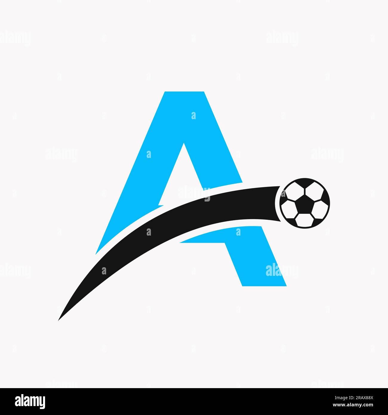 Football Logo On Letter A With Moving Football Icon. Soccer Logo ...
