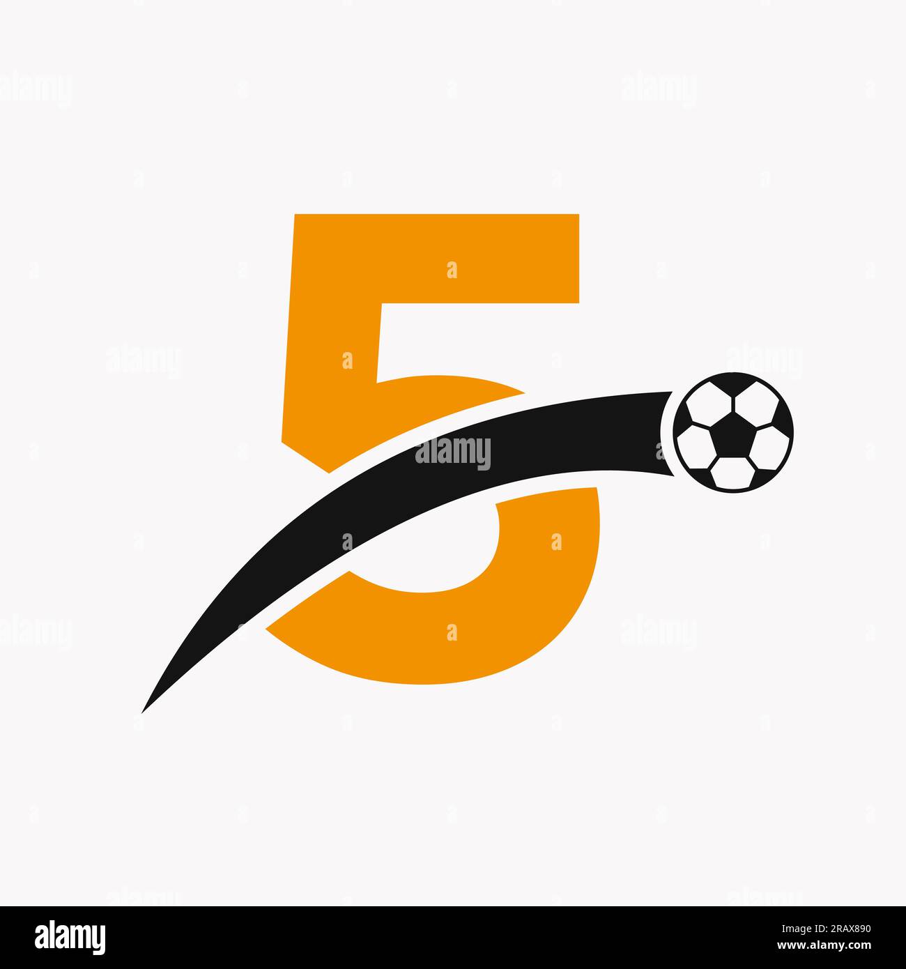 Football Logo On Letter 5 With Moving Football Icon. Soccer Logo ...