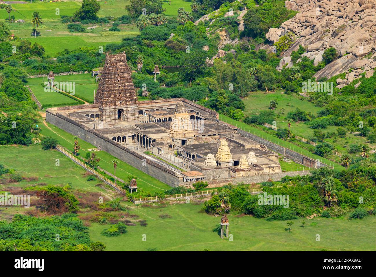 Aerial view of Sri Venkat Ramana Temple in the Campus of Gingee Fort ...