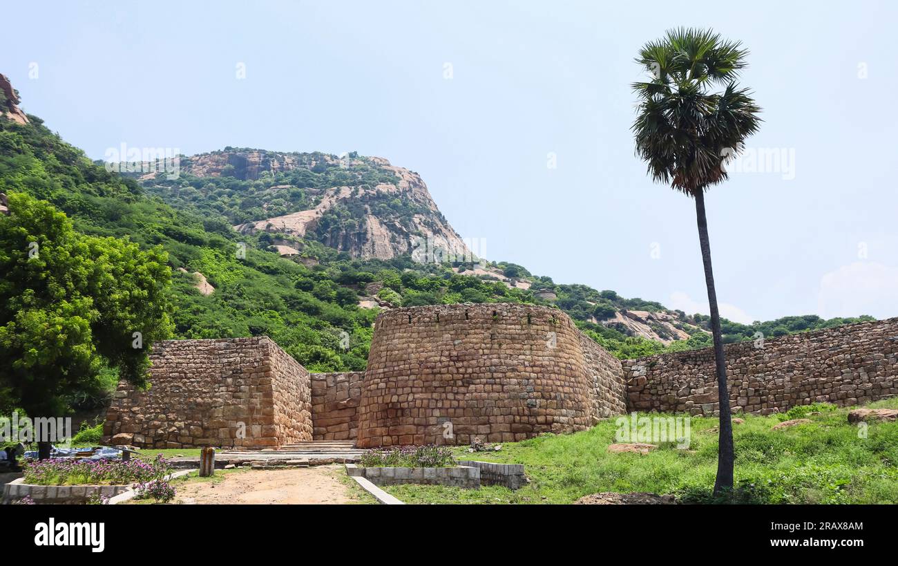 View of fortress walls and Hilltop of Sankagiri Fort, Salem, Tamilnadu ...