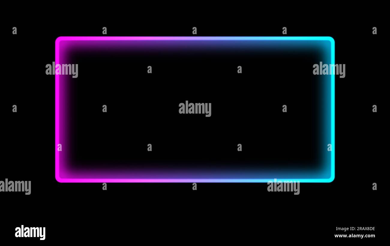 Neon frame illuminated background light rectangle Stock Photo - Alamy
