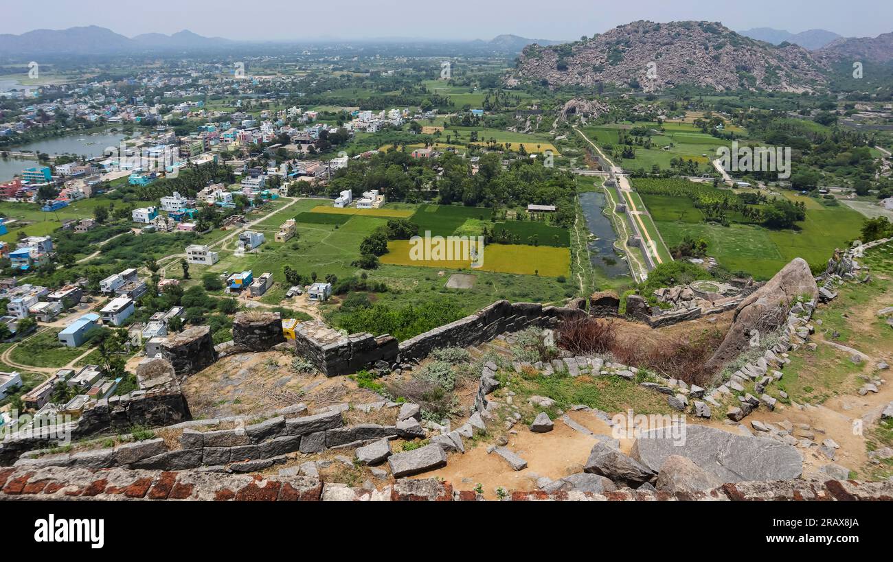 View of Fortress and Town View of Gingee, Villupuram, Tamilnadu, India ...