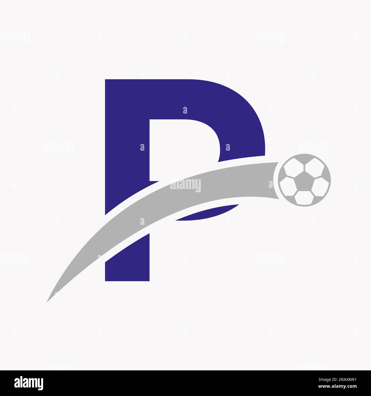 Football Logo On Letter P With Moving Football Icon. Soccer Logo ...
