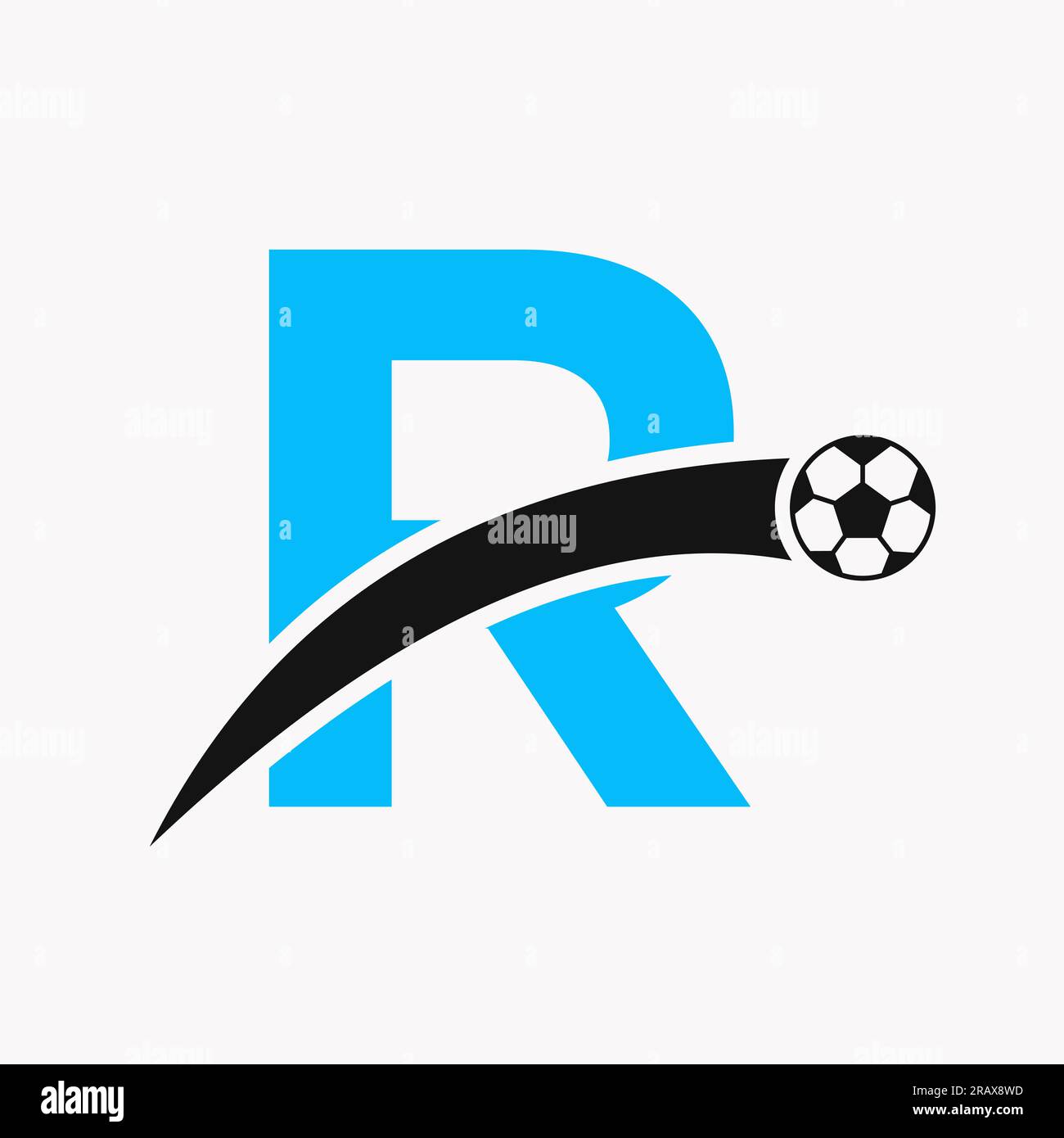 Football Logo On Letter R With Moving Football Icon. Soccer Logo ...