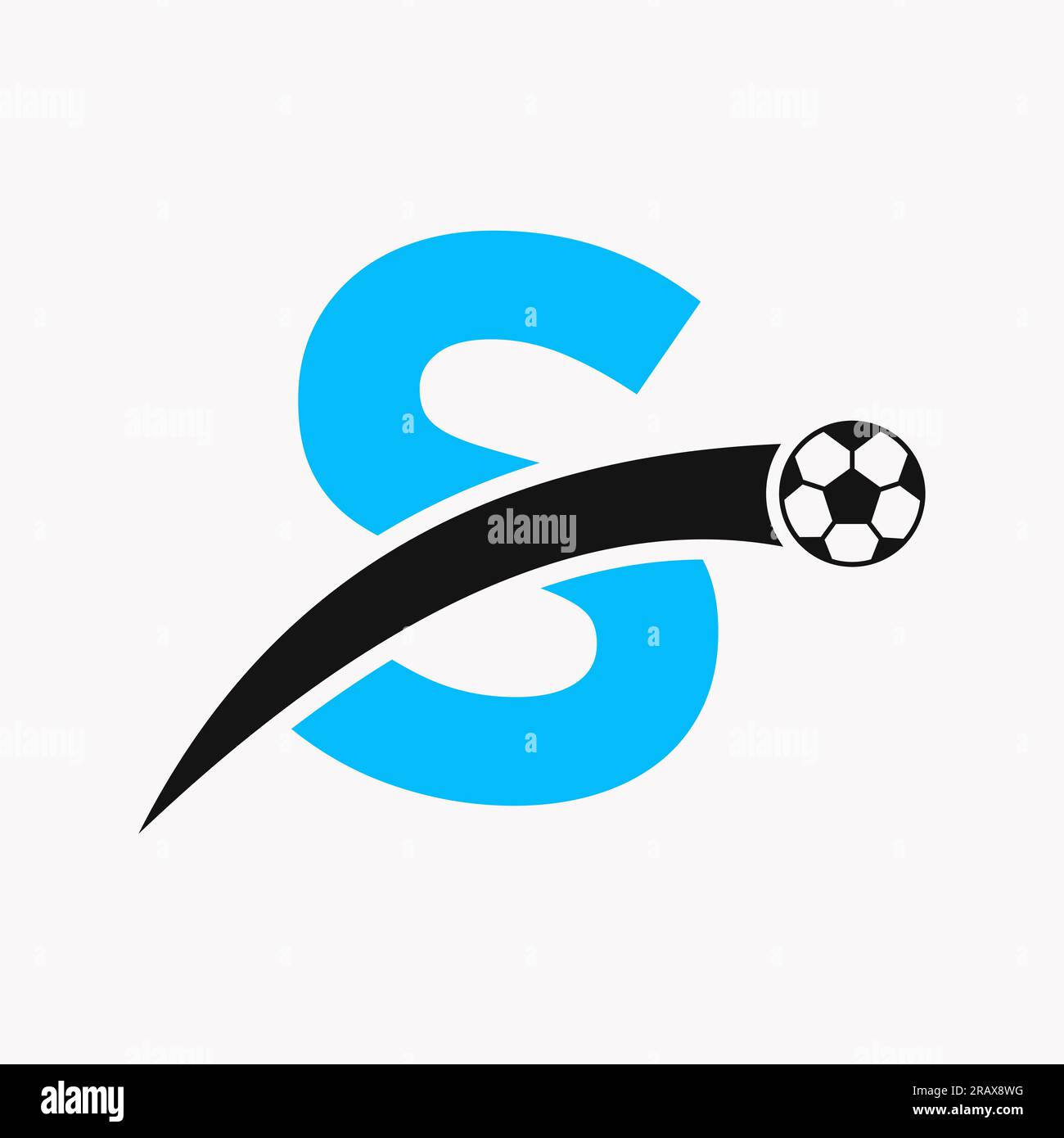 Football Logo On Letter S With Moving Football Icon. Soccer Logo ...