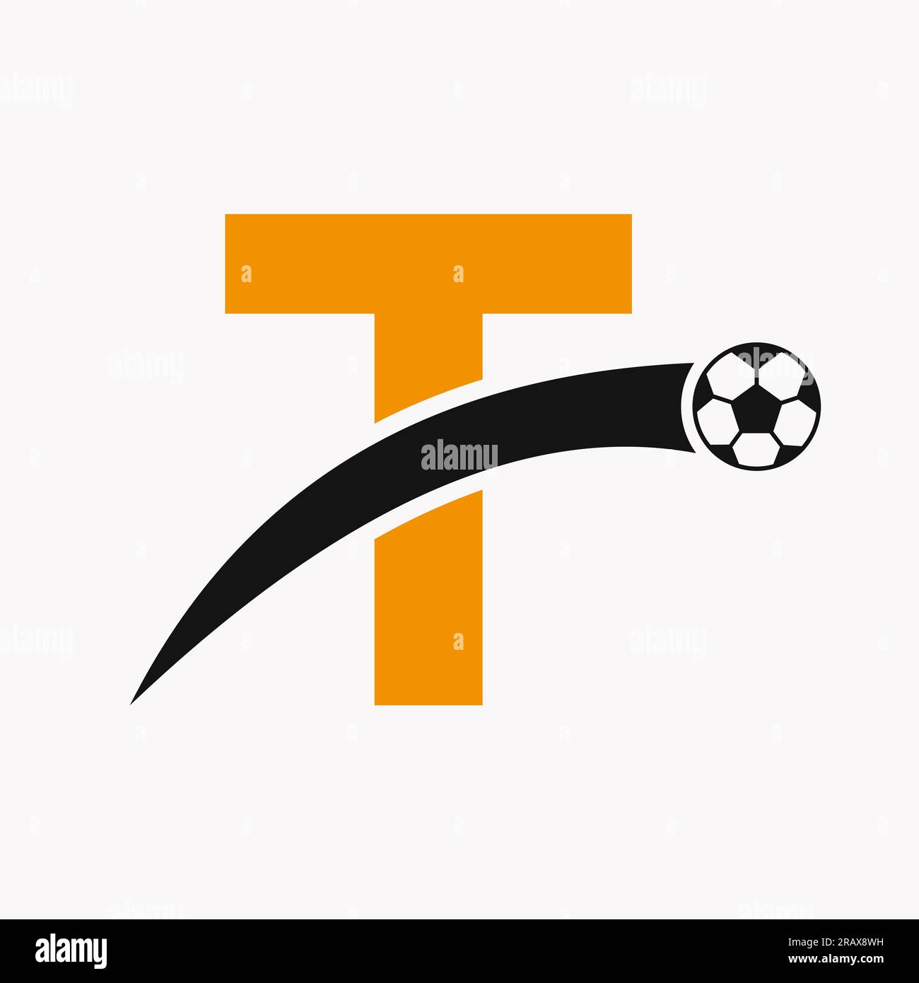 Football Logo On Letter T With Moving Football Icon. Soccer Logo ...